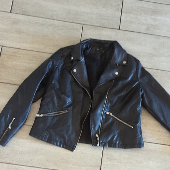 Baccini | Jackets & Coats | Baccini Black Leather Jacket Large Sherpa ...